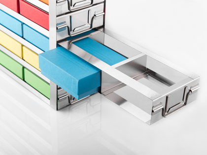 Laboratory Consumables: Sliding-drawer freezer racks Manufacturers